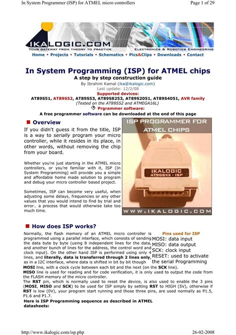 in system programming isp for atmel chips