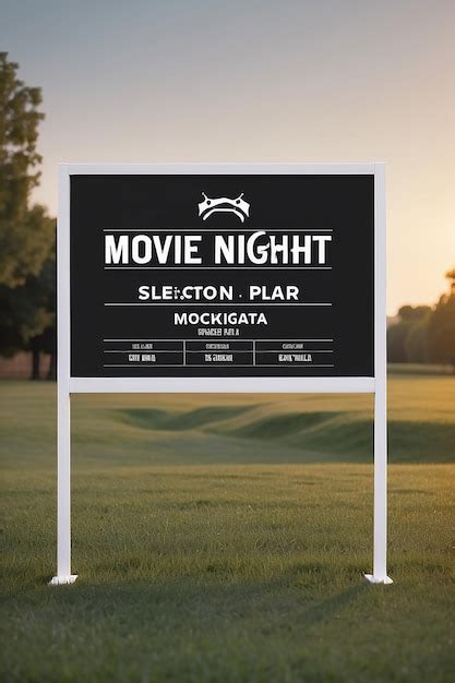 Premium Photo Outdoor Movie Night Film Selection Signage Mockup With Blank White Empty Space
