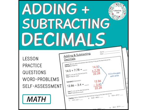 Adding And Subtracting Decimals Lesson And Practice Questions Printable Teaching Resource