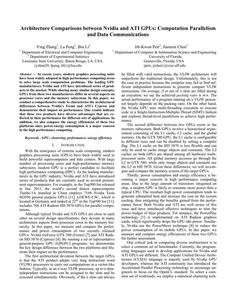 Pdf Architecture Comparisons Between Nvidia And Ati Gpus Computation Parallelism And Data