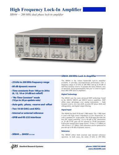 Sr785 Dynamic Signal Analyzer Stanford Research Systems Pdf Catalogs Technical