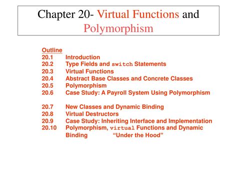 Ppt Introduction To Virtual Functions And Polymorphism Powerpoint