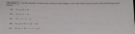 solved let the domain of discourse consist of the integers