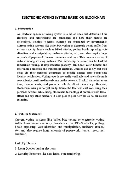 Project Electronic Voting System Based On Blockchain Electronic Voting System Based On