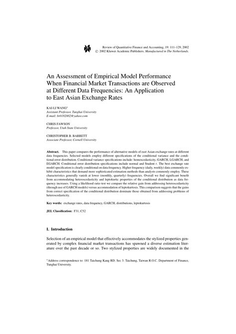 pdf an assessment of empirical model performance when financial