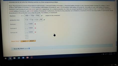 Solved Formulate But Do Not Solve The Following Exercise As