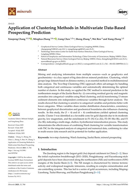 Pdf Application Of Clustering Methods In Multivariate Data Based Prospecting Prediction