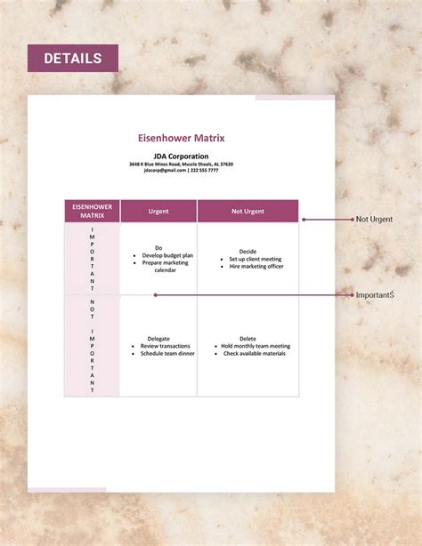 Eisenhower Matrix Template Download In Word Google Docs Template Net