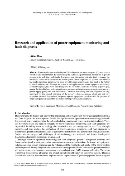PDF Research And Application Of Power Equipment Monitoring And Fault Diagnosis
