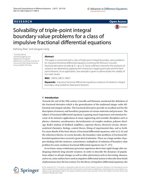 Pdf Solvability Of Triple Point Integral Boundary Value Problems For