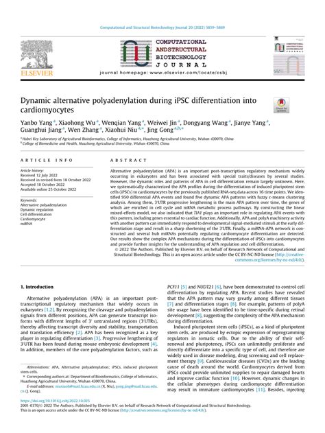 Pdf Dynamic Alternative Polyadenylation During Ipsc Differentiation Into Cardiomyocytes