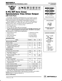 MOC Datasheet Pin DIP Zero Cross Optoisolators Triac Driver Output From Motorola