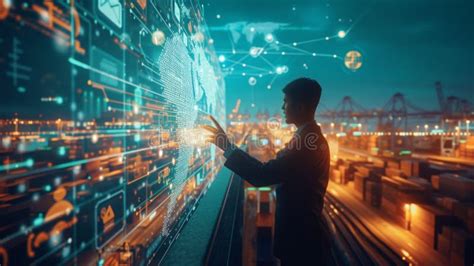 Futuristic Scene Where A Person Is Using Augmented Reality Ar To