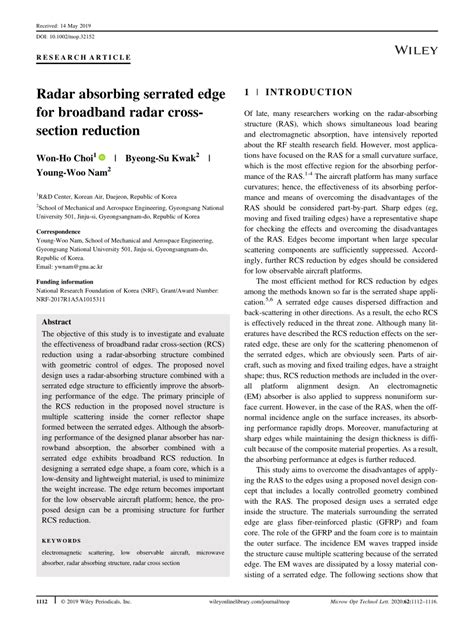 Radar Absorbing Serrated Edge For Broadband Radar Cross‐section Reduction