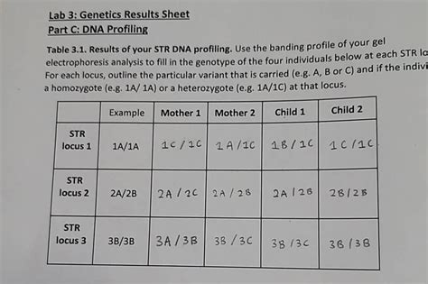 Solved Lab 3 Genetics Results Sheet Part C DNA Profiling Chegg Com