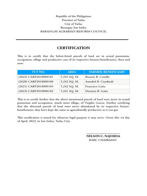 Certification Rudy Ocampo Barc Chairman Pdf