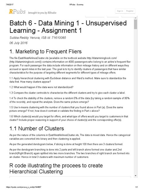 data mining assignment pdf cluster analysis frequent flyer program