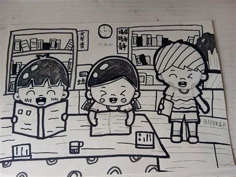 学生正在图书馆学习简笔画（最新10张） 简笔画图片大全