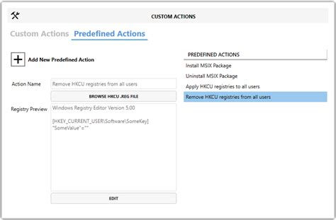Master Packagers Predefined Actions Remove Hkcu Registries From All Users
