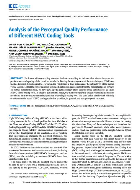 pdf analysis of the perceptual quality performance of different hevc