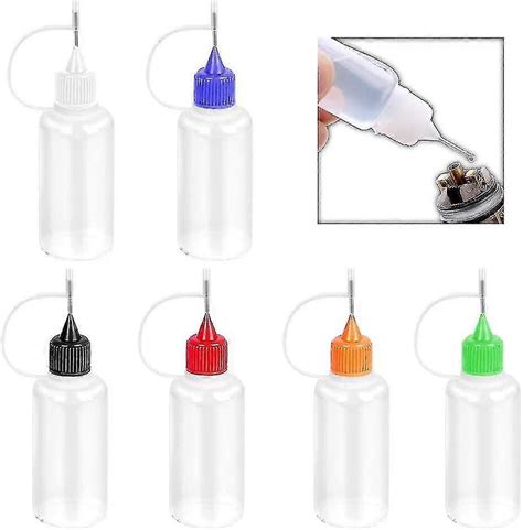 6 Pcs Precision Needle Tip Applicator Bottle 6 Translucent Bottles