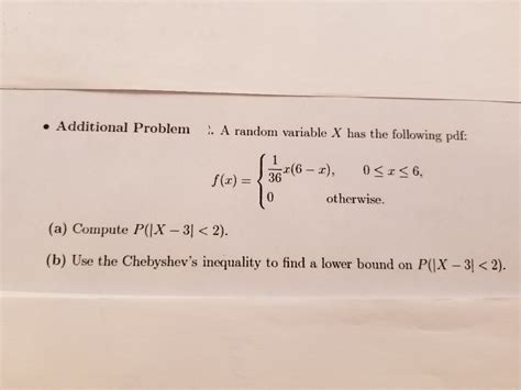 Solved Additional Problem A Random Variable X Has The Chegg