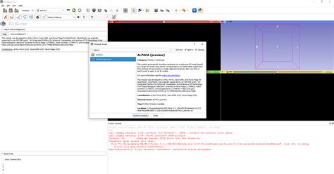alpaca error open3d support 3d slicer community