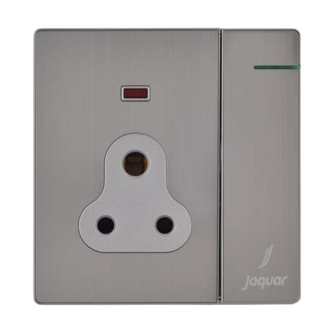 Silver Brushed Finish 6Amp Three Pin Socket