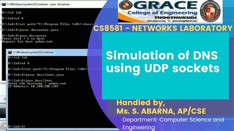 grace coe cse cs8581 networks laboratory ex4 simulation of dns using