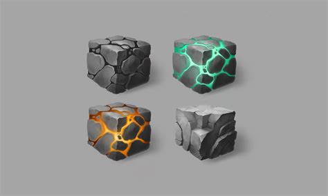 Stone Cube In Different Variations Texture Studying Sab