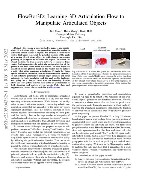 Pdf Flowbot3d Learning 3d Articulation Flow To Manipulate