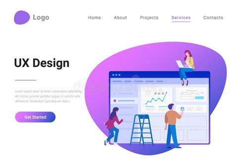 ui ux design people teamwork flat landing page vec stock vector