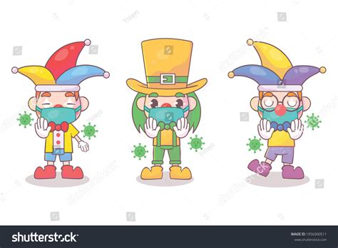 Cute Clown Protected Virus Cartoon Premium Stock Vector Royalty Free