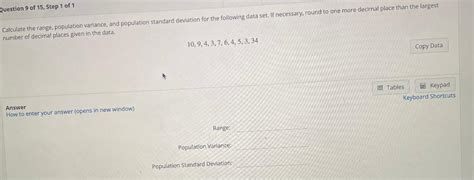 solved calculate the range population variance and