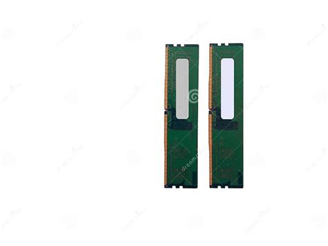Temporary Memory Storage Unit Ddr4 Ram Green Color 2 Pieces For Use In Computer Stock Image