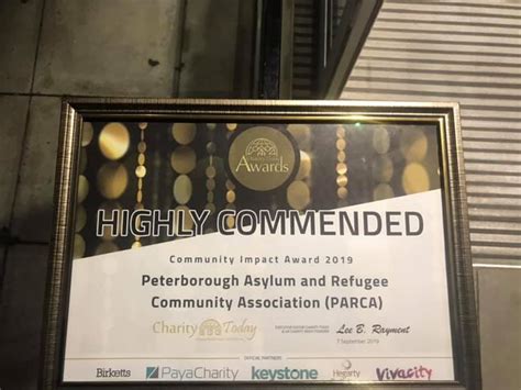Parca Highly Commended Certificate As Finalist From Facebook