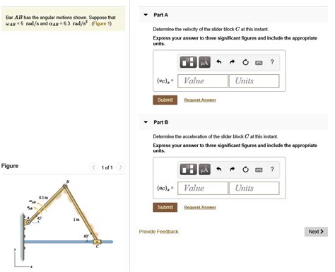 Solved Bar Ab Has The Angular Motions Shown Suppose That Ab 5 Rads And Ab 63 Rads2