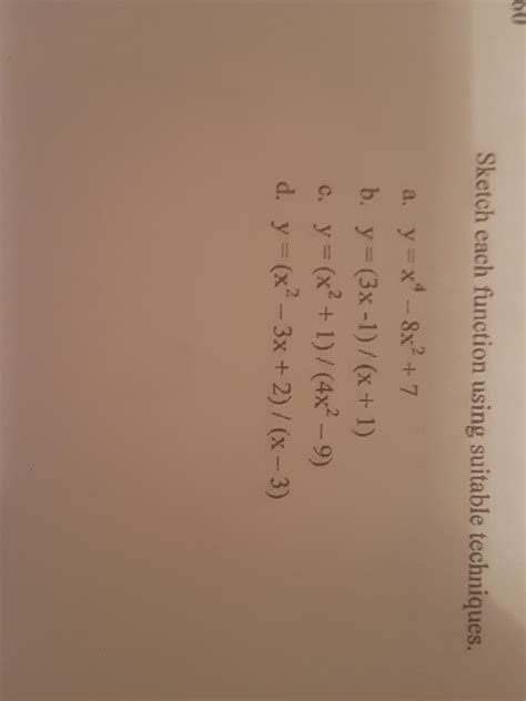 Solved Sketch Each Function Using Suitable Techniques A
