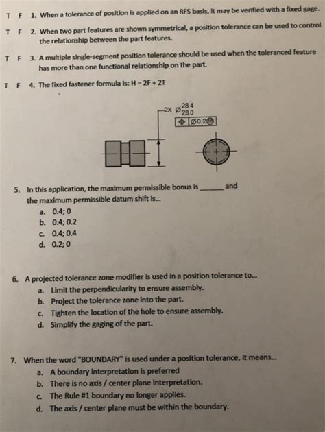 Solved T F T F 1 When A Tolerance Of Position Is Applied On