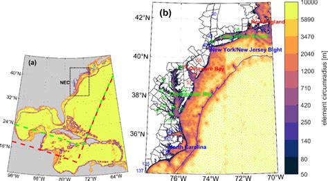 computational domain and unstructured mesh resolution of the adcirc