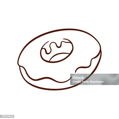 라인 아트 스타일의 아이싱을 곁들인 도넛 로고 베이커리 및 카페 메뉴에 대한 간단한 컵케이크 아이콘입니다 벡터 일러스트 레이 션은 흰색 배경에 고립되어 있습니다 구멍에 대한