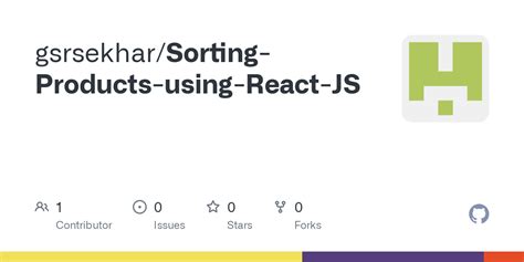 GitHub Gsrsekhar Sorting Products Using React JS