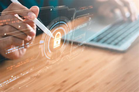 Business Man Is Logging Into System By Mobile Phone And Touch Security