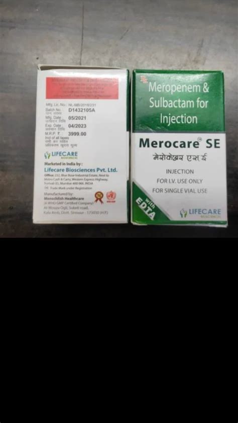 Meropenem Sulbactam For Injection Merocare Se At ₹ 2950vial Antibiotics Injections In Mumbai