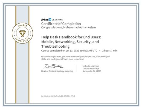 Muhammad Adnan Aslam On Linkedin Certificate Of Completion