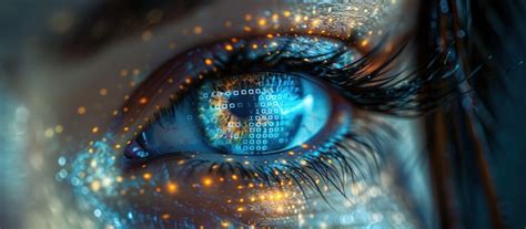 Premium Photo Digital Eye Binary Code Technology Futuristic