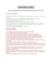 ENGLISH II Unit Docx ENGLISH II UINT Rhetorically Analyzing And Producing Argumentative