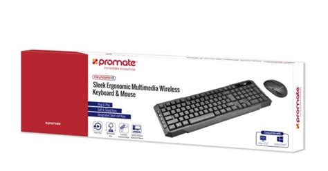 Promate Sleek Ergonomic Multimedia Wireless Keyboard And Mouse