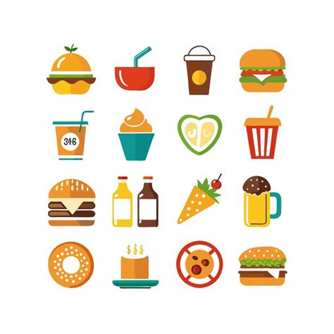 음식 및 음료 아이콘 세트 터 일러스트레이션 프리미엄 Ai 생성 벡터