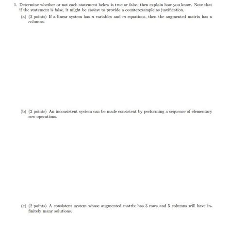 Solved Determine Whether Or Not Each Statement Below Is Chegg